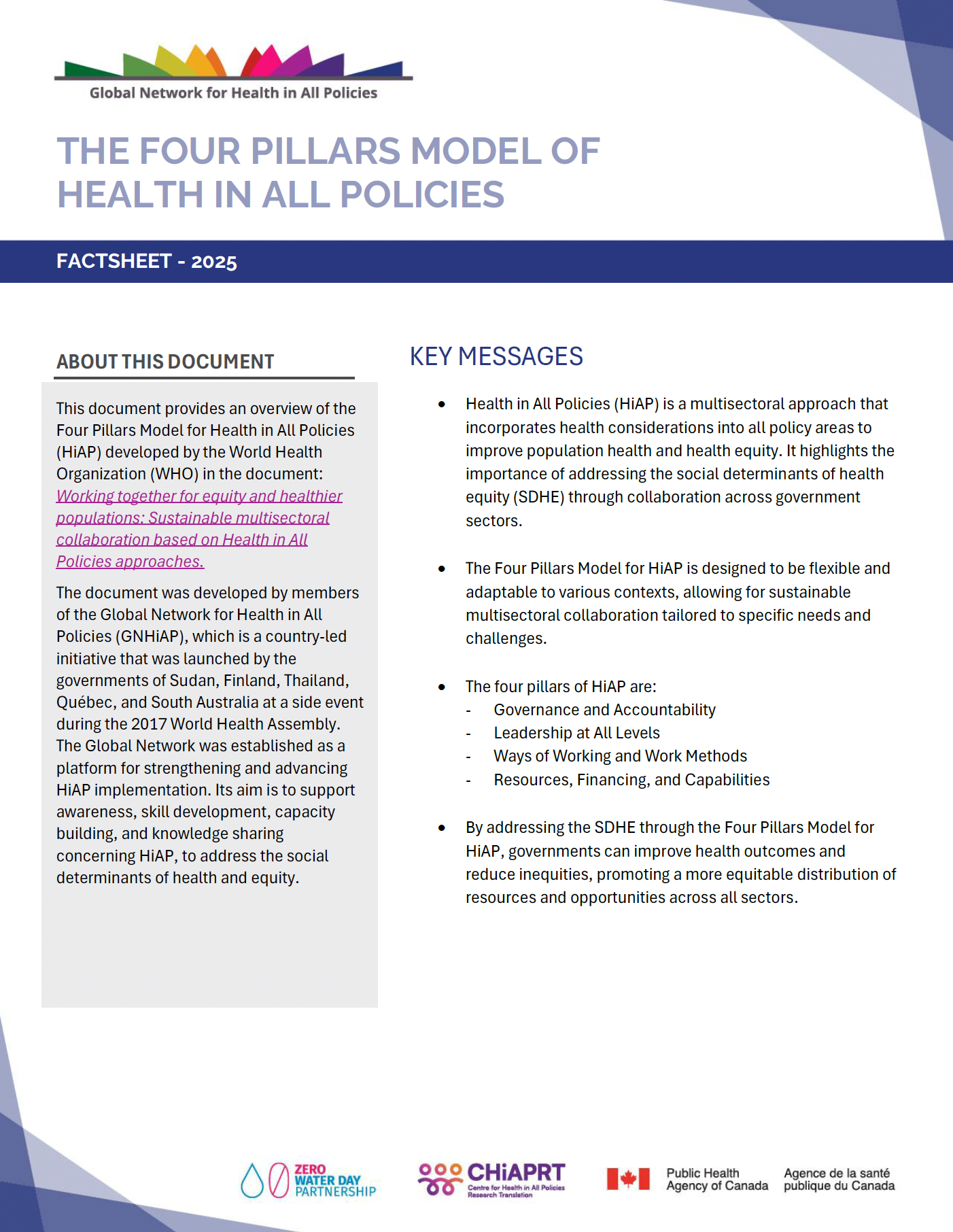 Factsheet - The Four Pillars Model of Health in All Policies (HiAP ...